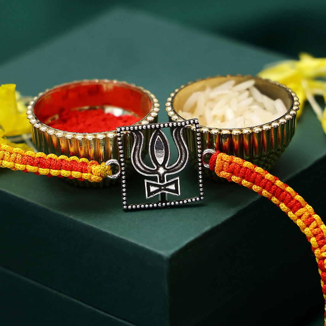 Trishul Design Silver Rakhi for Brother